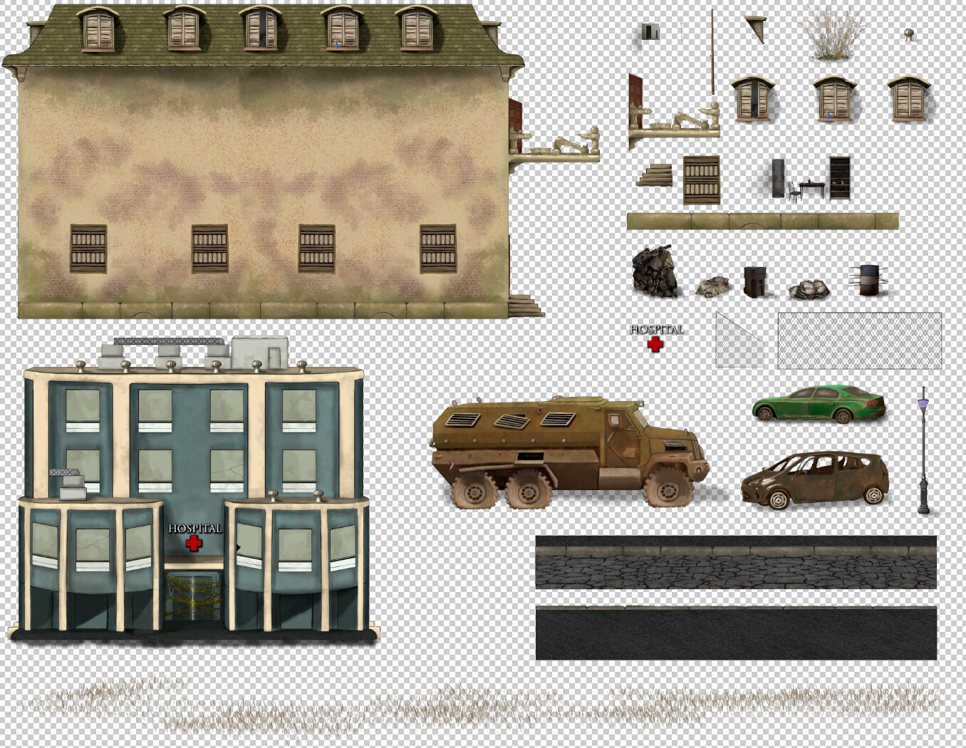 ArtStation - Post-apocalypse 2D city | Game Assets