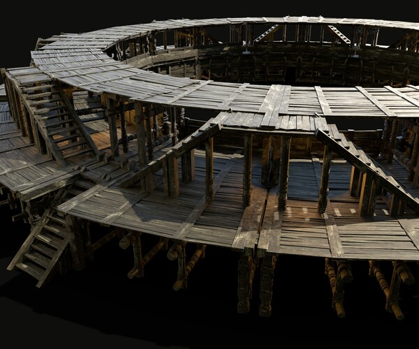 ArtStation - ARENA FIGHT BATTLE WOODEN MEDIEVAL STANDS CONSTRUCTION AAA ...