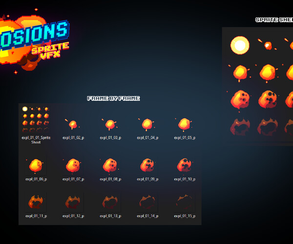 ArtStation - Pixel explosions sprite effects pack | Game Assets