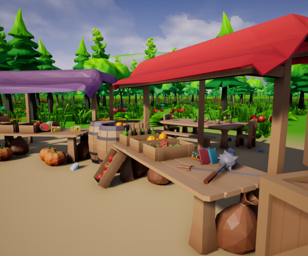 ArtStation - Low Poly Market | Game Assets