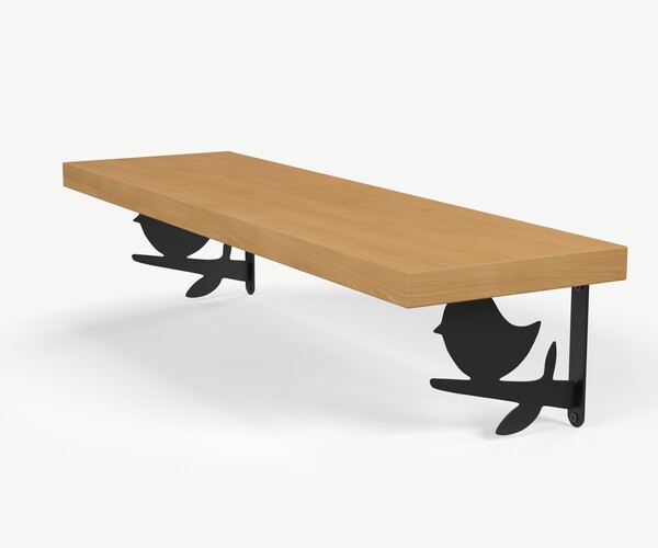 ArtStation - Wooden Wall Shelf with Bird Decoration | Resources