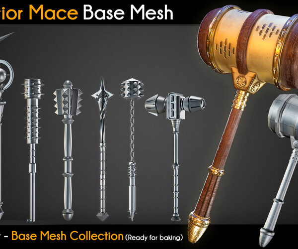 ArtStation - 50 Warrior Mace Base Mesh - VOL 03 ( Game Ready ) | Game Assets