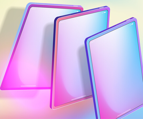 ArtStation - Color digital tablets with gradients on screens in space ...