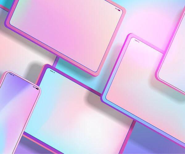 ArtStation - Color digital tablets and mobile phones with gradients on ...