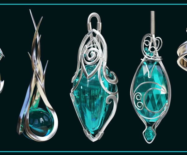 ArtStation - 25 Necklace / Amulet Base Mesh - VOL 03 ( Game Ready ...