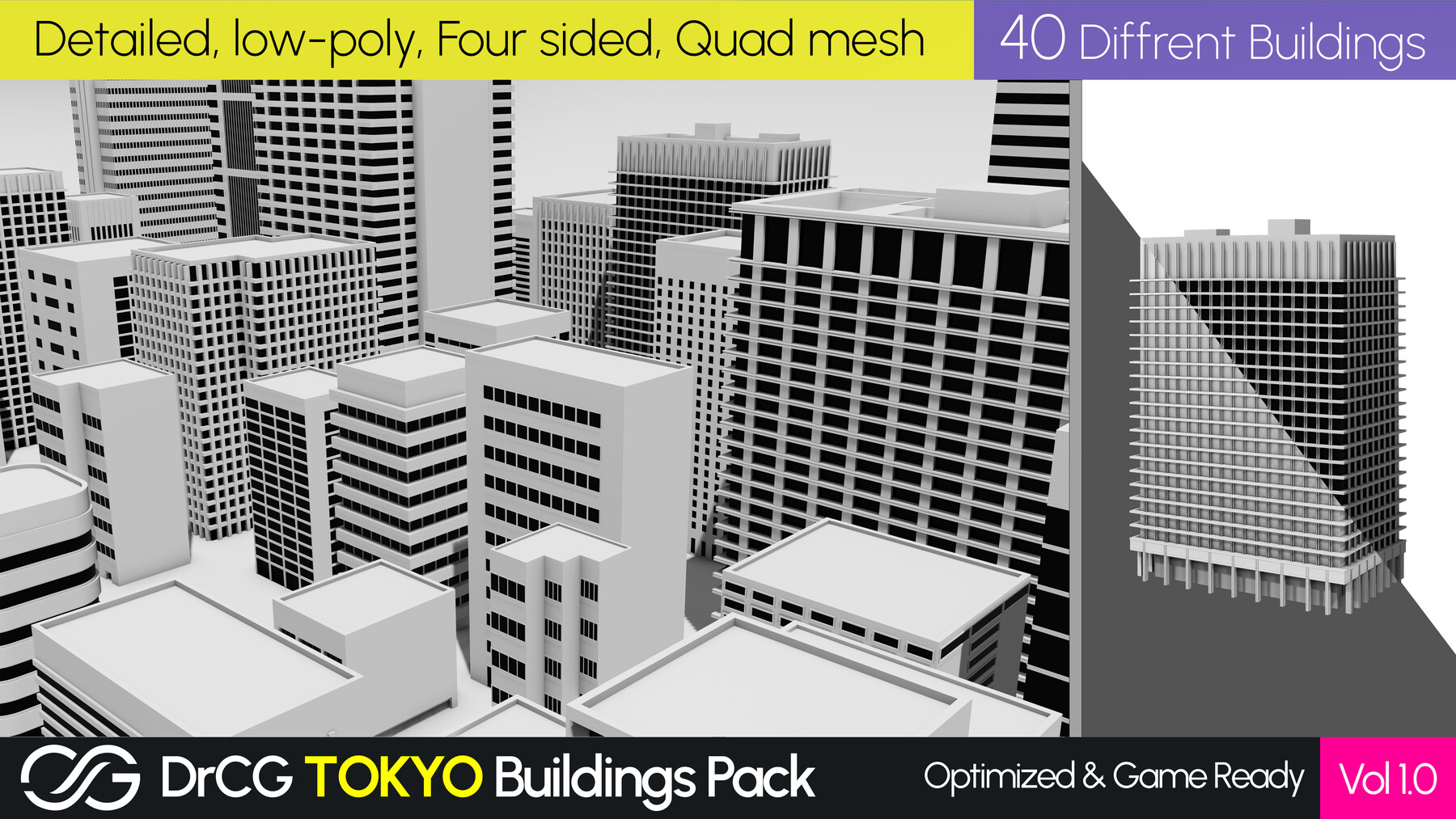 ArtStation - 40 Low Poly Buildings Inspired by Otemachi, Tokyo, Japan ...