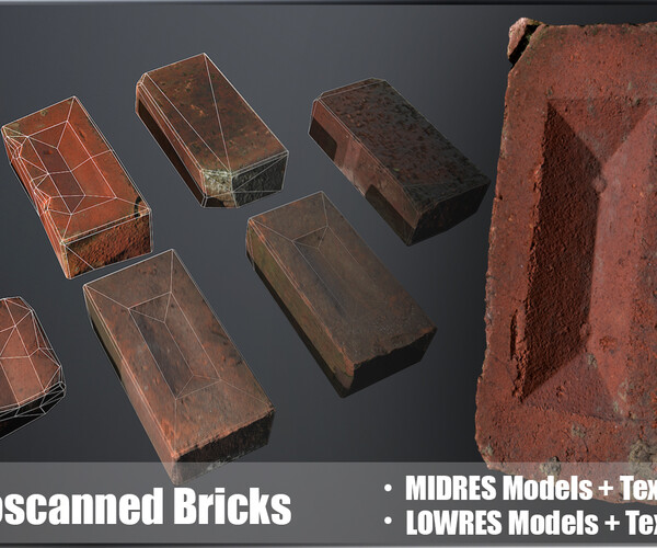 ArtStation - 7 Photoscanned Bricks | Game Assets