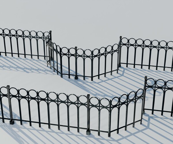 ArtStation - Modular Metal Fence No 2 - 3D Model | Resources