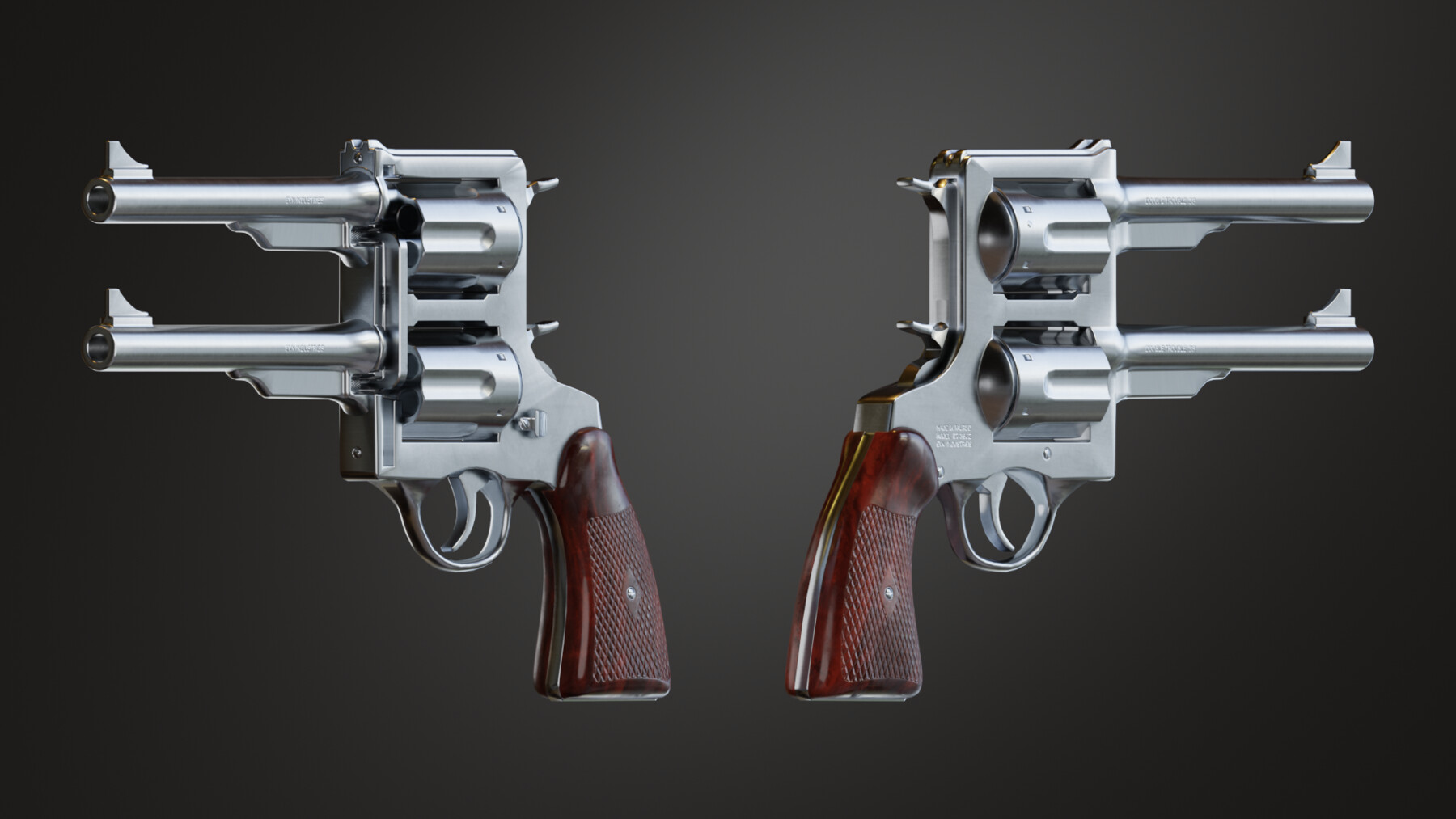 ArtStation - Absurd Double Barrel Revolver (4k Rigged) | Game Assets
