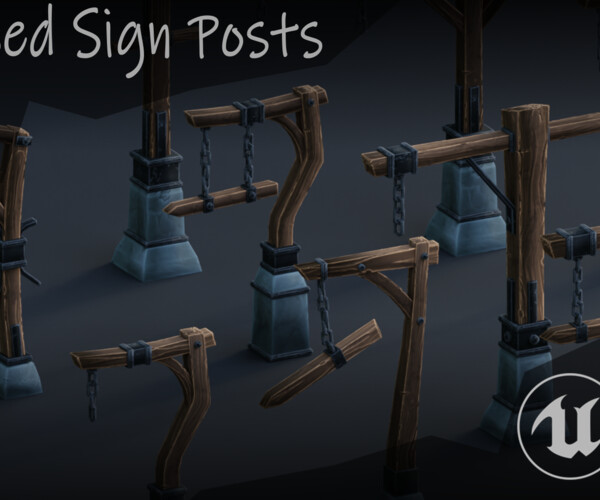 ArtStation - Stylized Sign Post Bundle | Game Assets