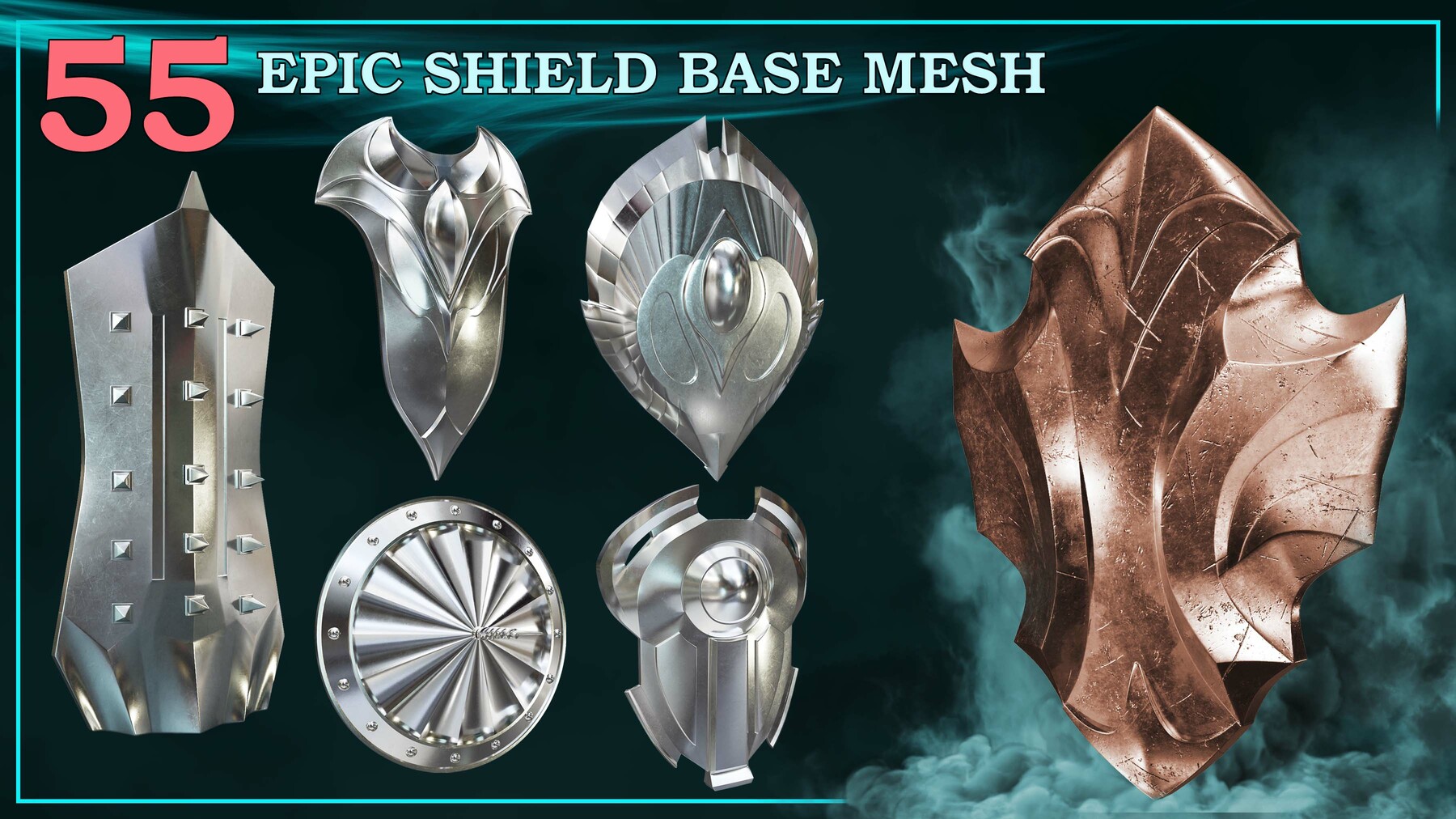 ArtStation - 55 Epic Shield Base Mesh - VOL 02 ( Game Ready ) | Game Assets
