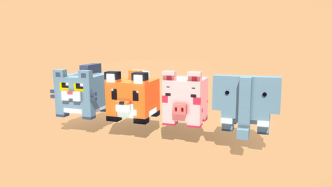 ArtStation - cube animals collection | Game Assets