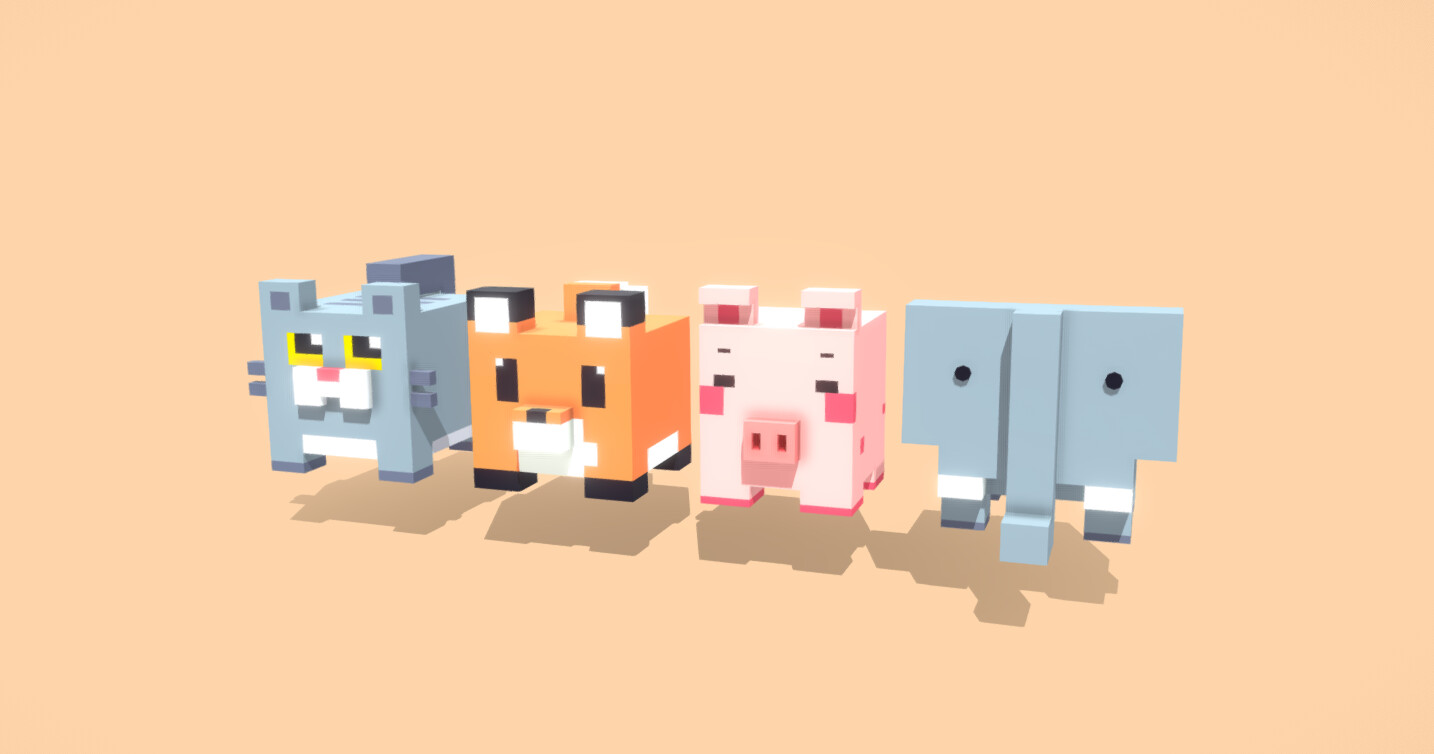ArtStation - cube animals collection | Game Assets