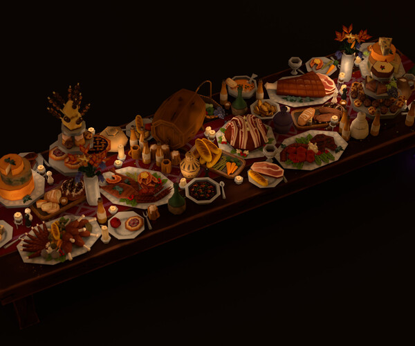 ArtStation - Fantasy Feast Food and Tableware Asset | Game Assets
