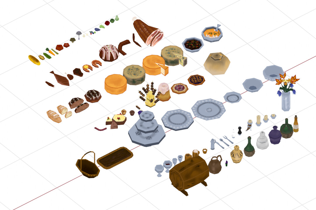 ArtStation - Fantasy Feast Food and Tableware Asset | Game Assets