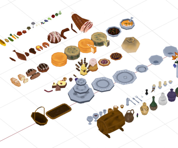 ArtStation - Fantasy Feast Food and Tableware Asset | Game Assets