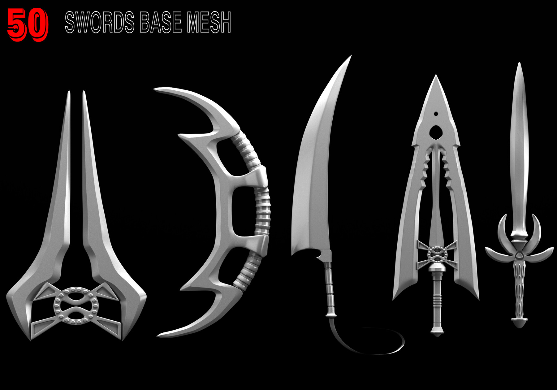 ArtStation - 50 Sword Base Mesh ( Clean Topology | Game Assets