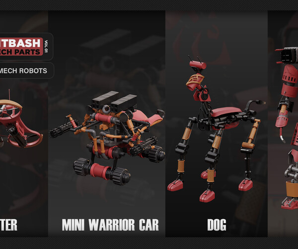 ArtStation - 200 Objects - MECH PARTS - KITBASH - VOL 01 | Resources