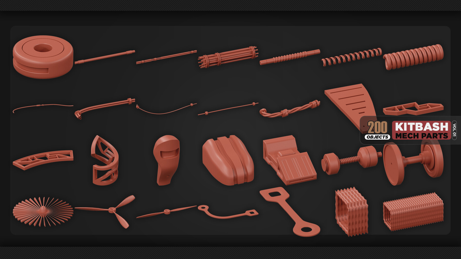 ArtStation - 200 Objects - MECH PARTS - KITBASH - VOL 01 | Resources