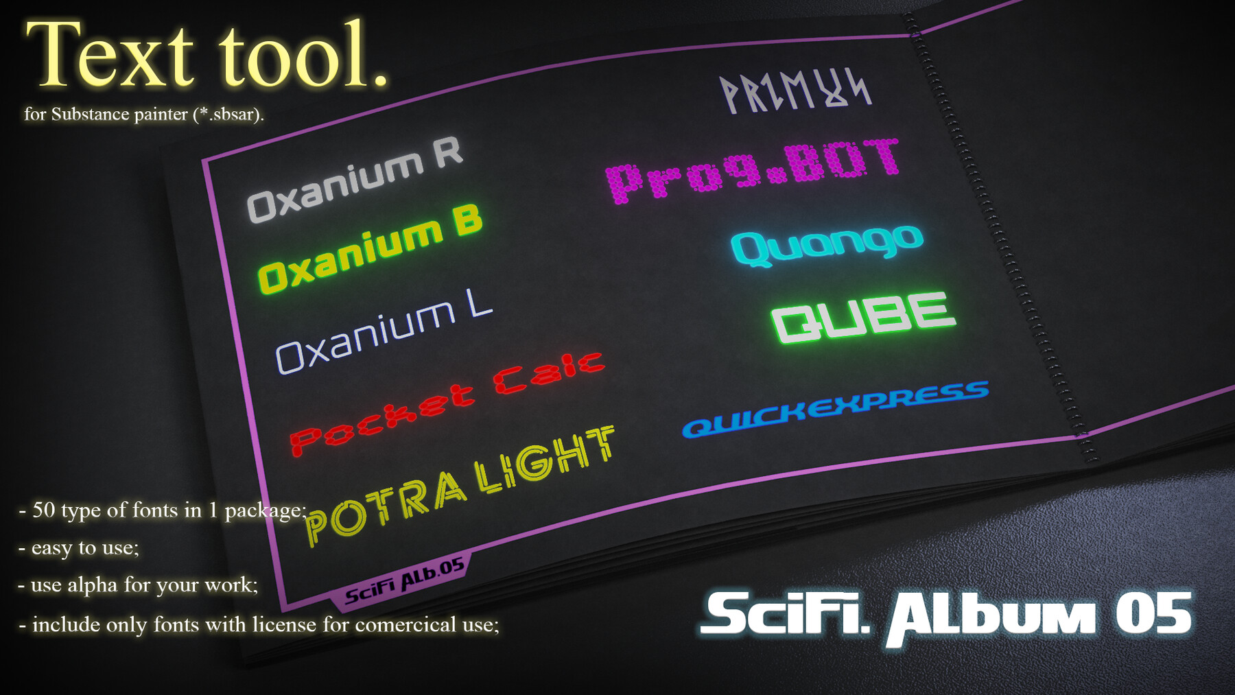 ArtStation - Text tool for Substance painter. Collection: Sci-Fi. Album ...