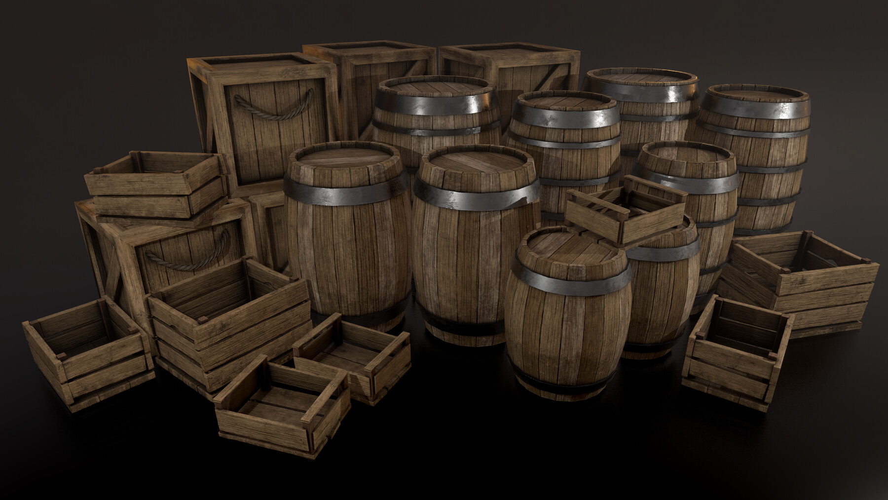 ArtStation - Game Ready Assets - Barrels, Crates, And Open Crates ...