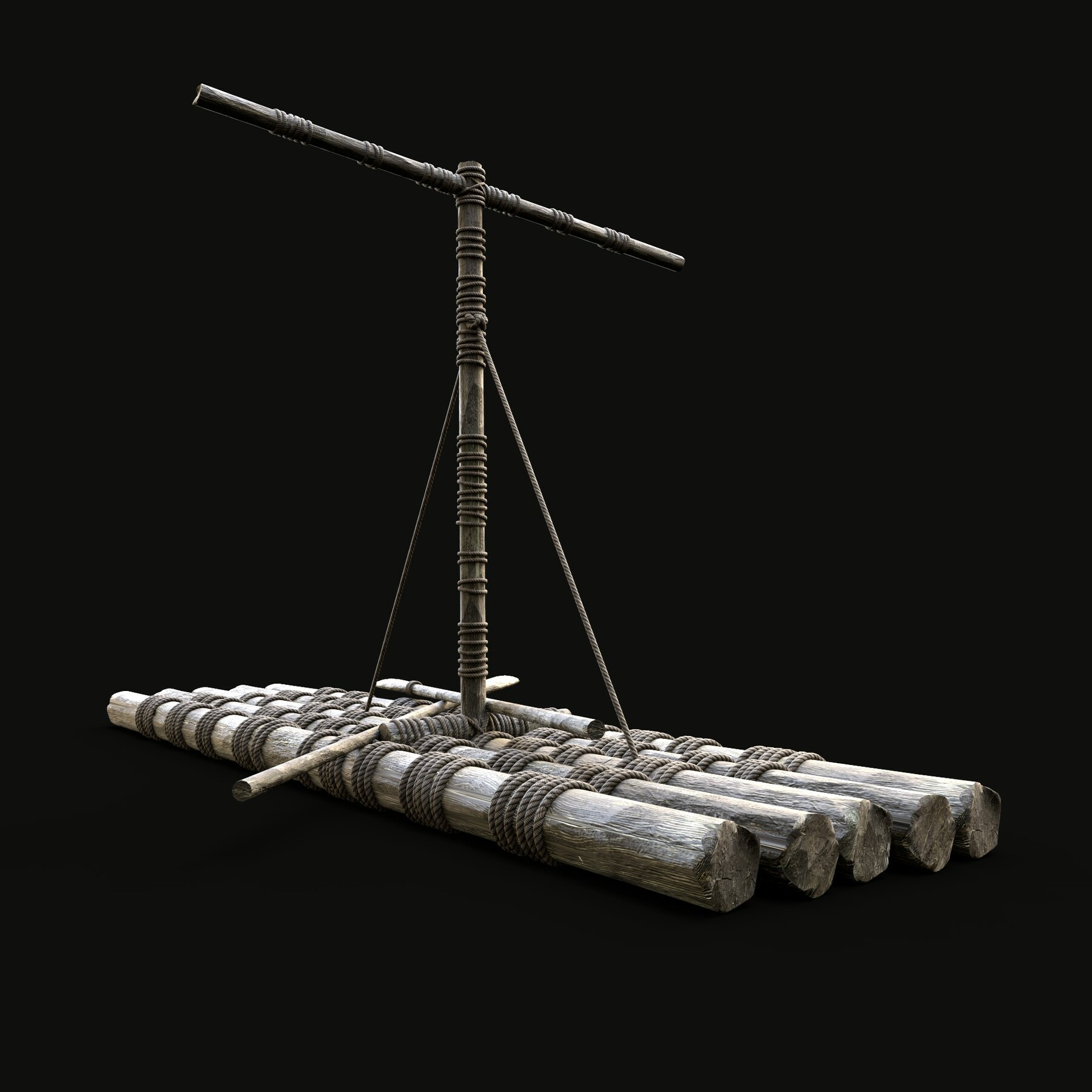 ArtStation - RAFT WOODEN SURVIVAL CASTAWAY IMPROVISED BARGE LOG ...