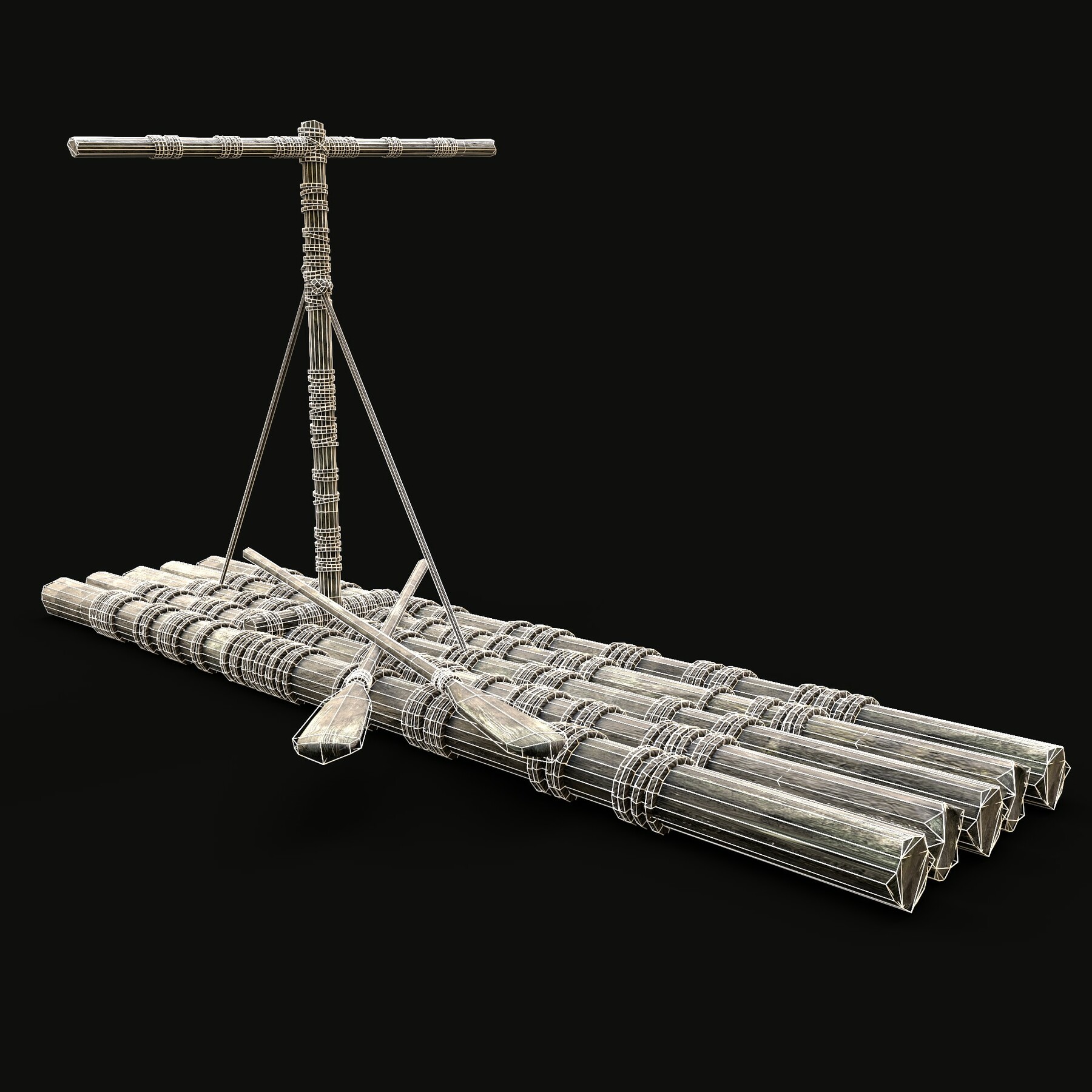 ArtStation - RAFT WOODEN SURVIVAL CASTAWAY IMPROVISED BARGE LOG ...