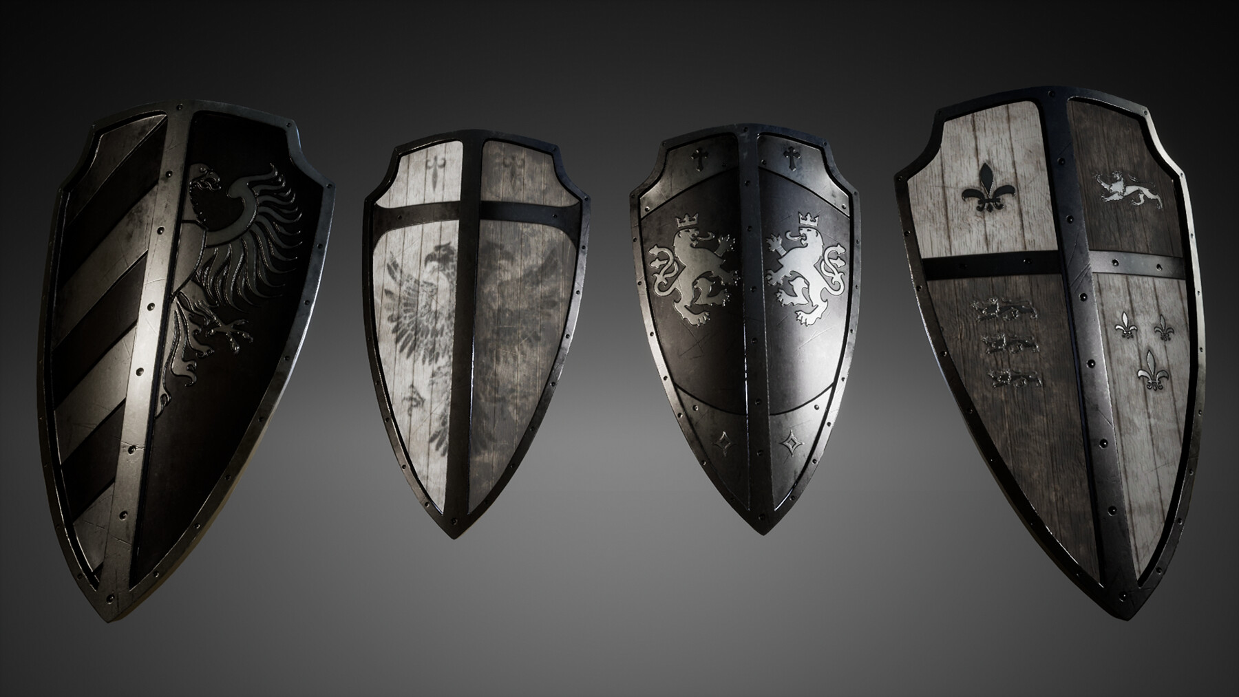 ArtStation - 35 HIGH QUALITY Historical SHIELDS | Game Assets