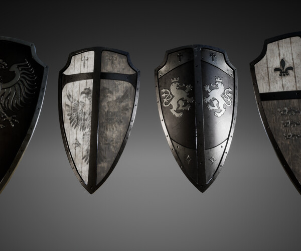 ArtStation - 35 HIGH QUALITY Historical SHIELDS | Game Assets