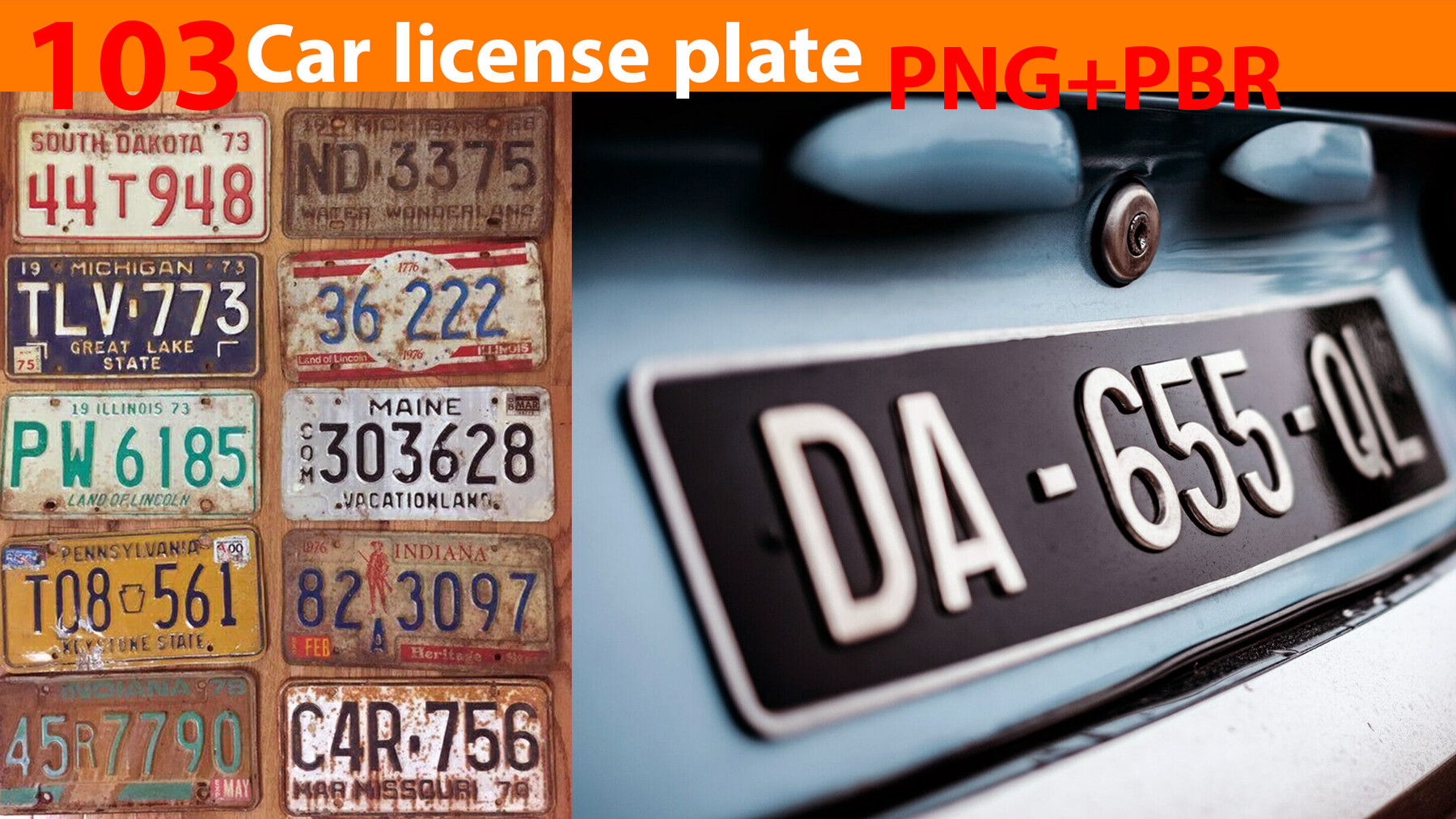 ArtStation - 103 Car license plate( PNG+PBR) | Resources