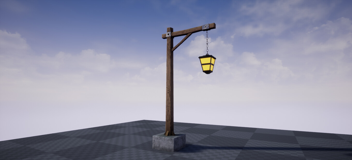 ArtStation - Wood Post Lamp | Game Assets