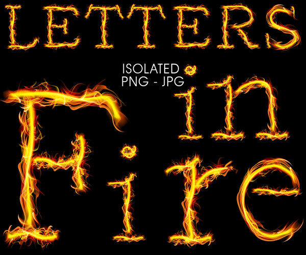 ArtStation - Fire Alphabet Letters, Flaming Alphabet, Set of Letters in ...