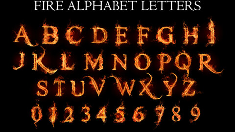 ArtStation - Fire Alphabet Letters and Numbers, Flaming Alphabet, Set ...