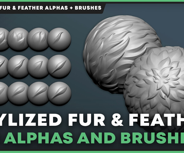 ArtStation - 15 Stylized Fur And Feather Alphas & Brushes | Brushes