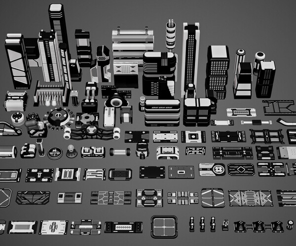 ArtStation - Dpack Bundle | Sci Fi Kitbash | 95 Objects | Resources
