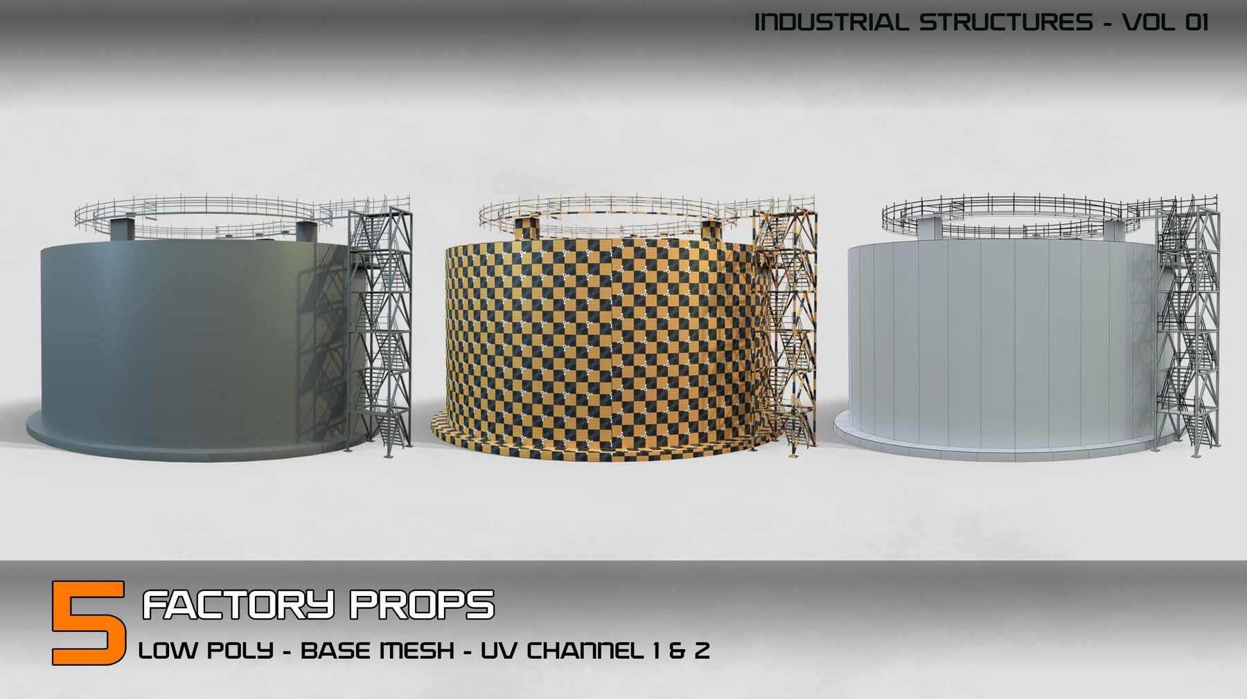 ArtStation - industrial structures Vol 01- 5 Factory Props (Low Poly ...