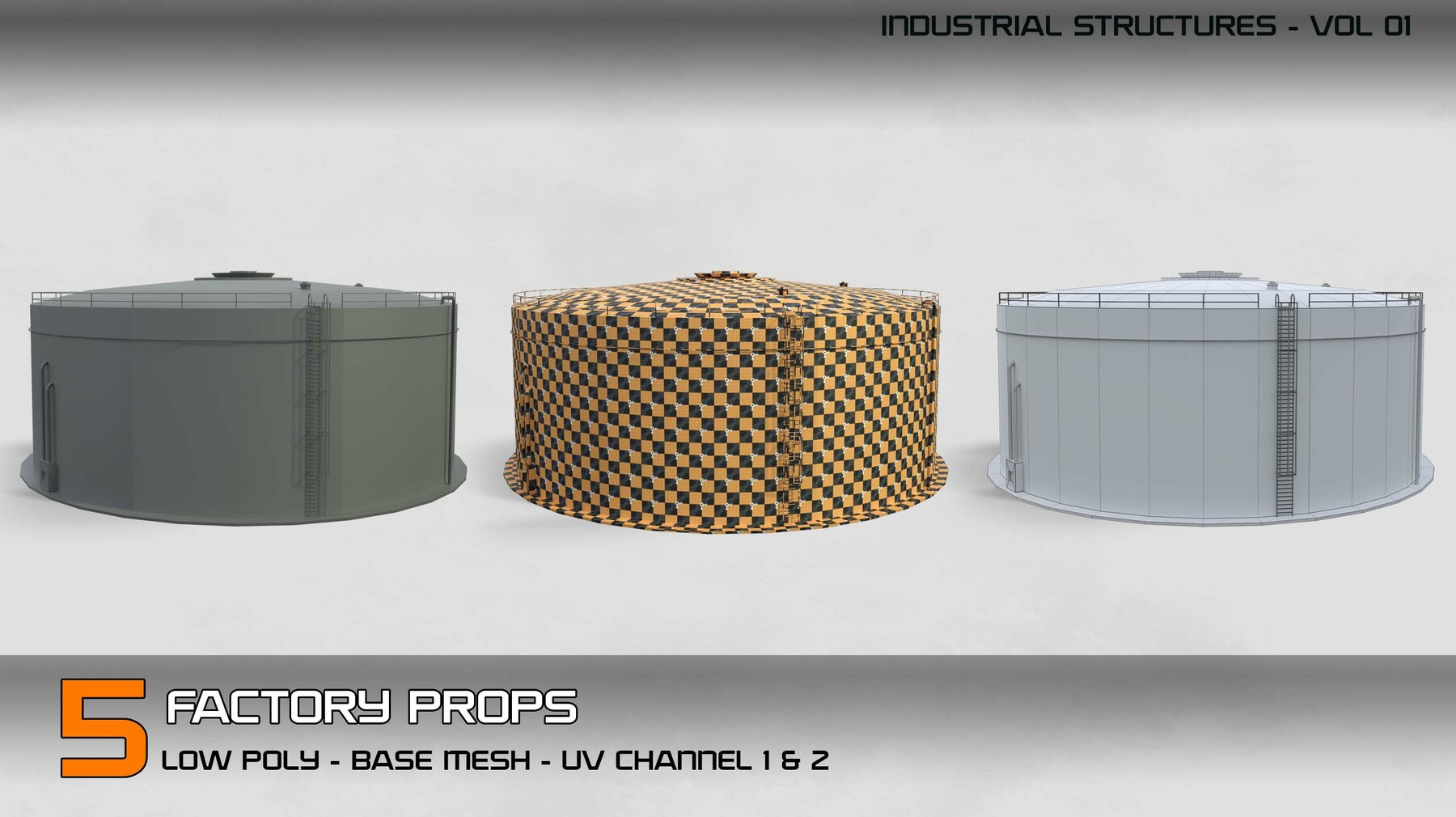 ArtStation - industrial structures Vol 01- 5 Factory Props (Low Poly ...