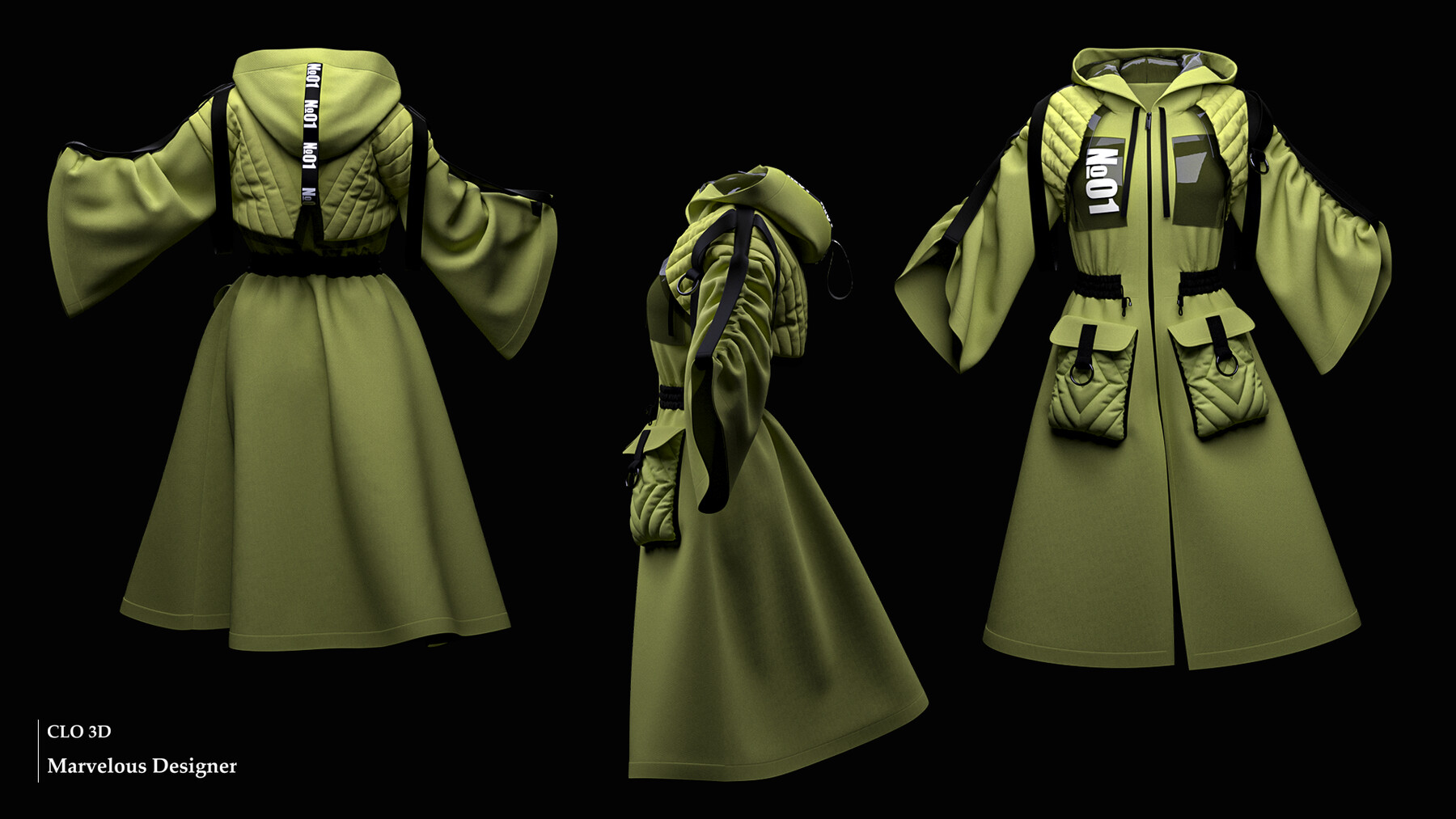 ArtStation - Female coat outfit # 2 / Marvelous Designer/Clo3D project ...