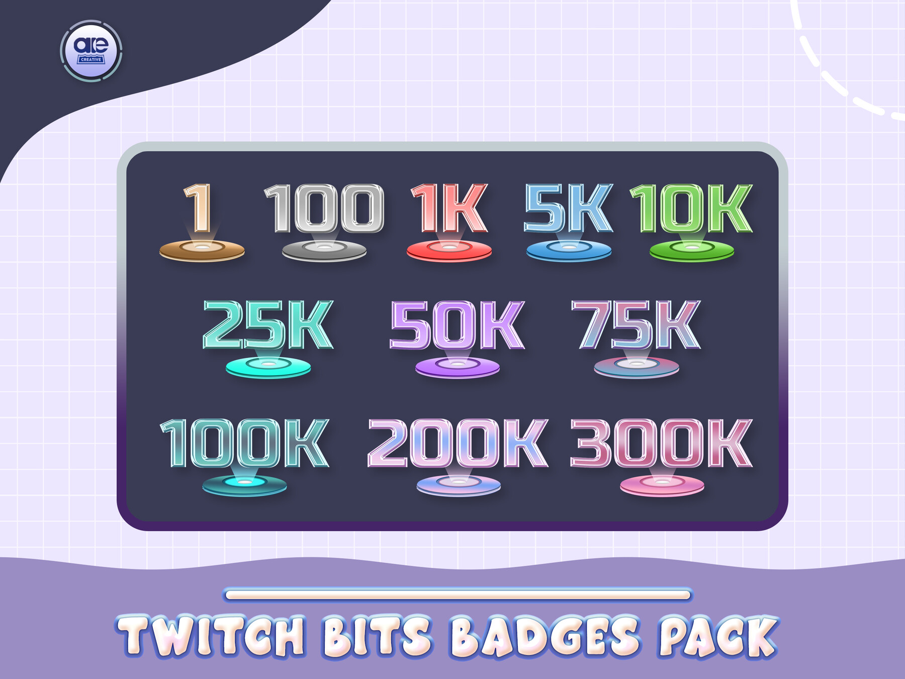 ArtStation - twitch bit badge numbered, twitch bits emote, twitch bit ...