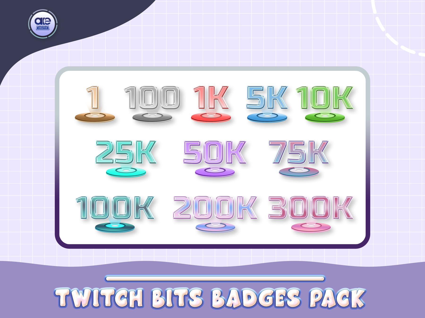 ArtStation - twitch bit badge numbered, twitch bits emote, twitch bit ...