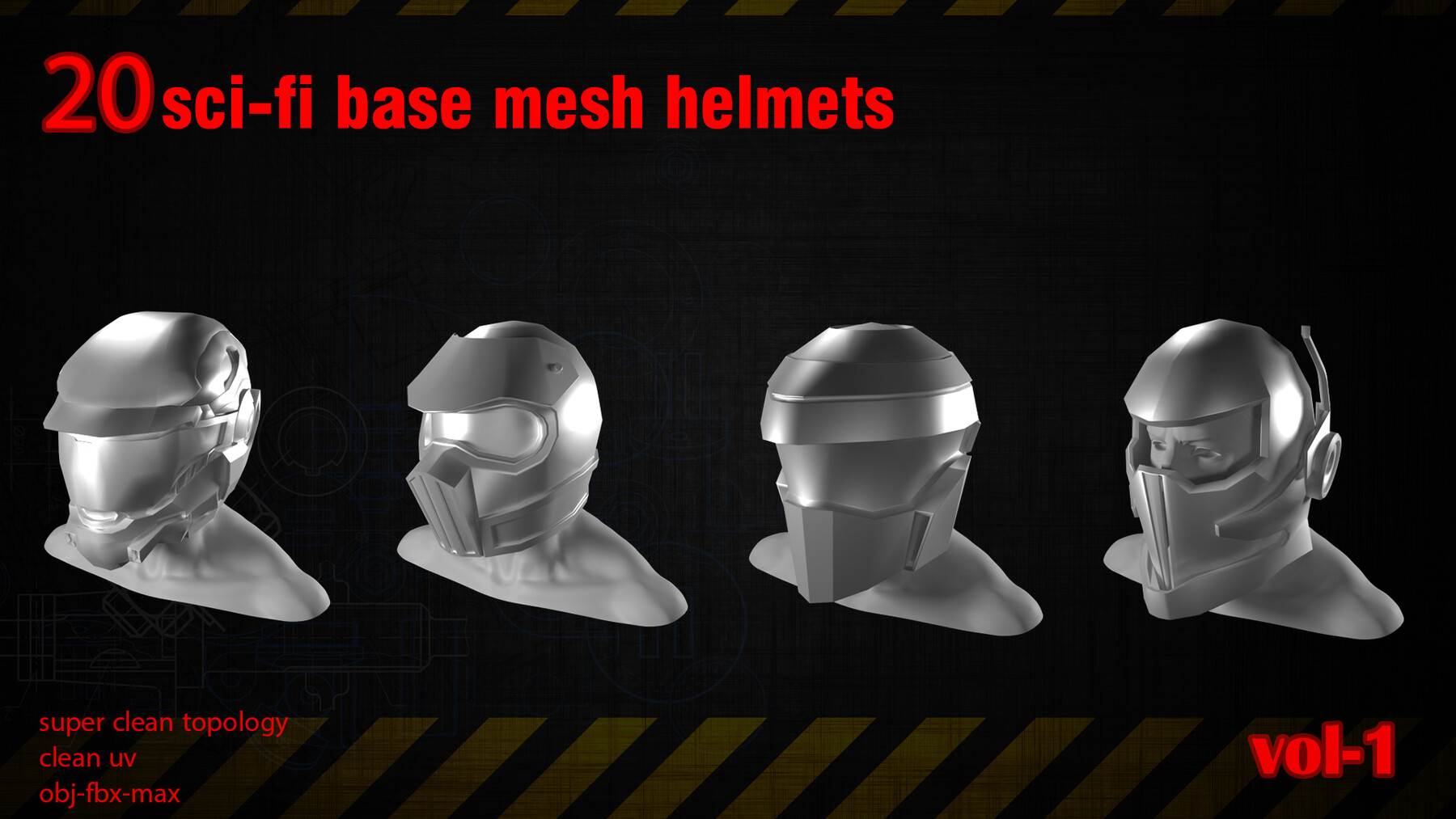 ArtStation - 20 scifi helmet base mesh vol-1 (game ready) | Game Assets
