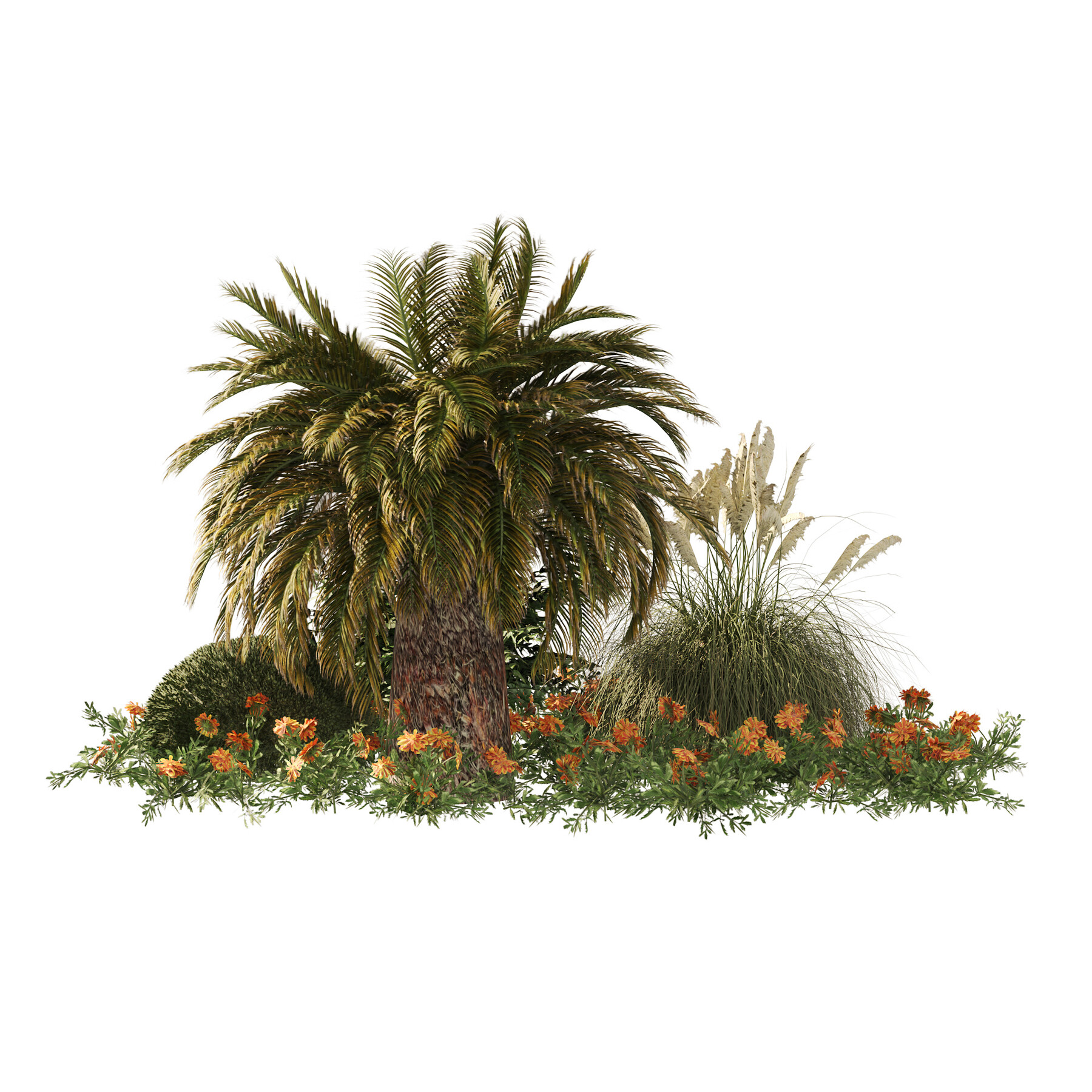 ArtStation - Outdoor Garden Set, Palm Tree, Bush & flowers | Resources
