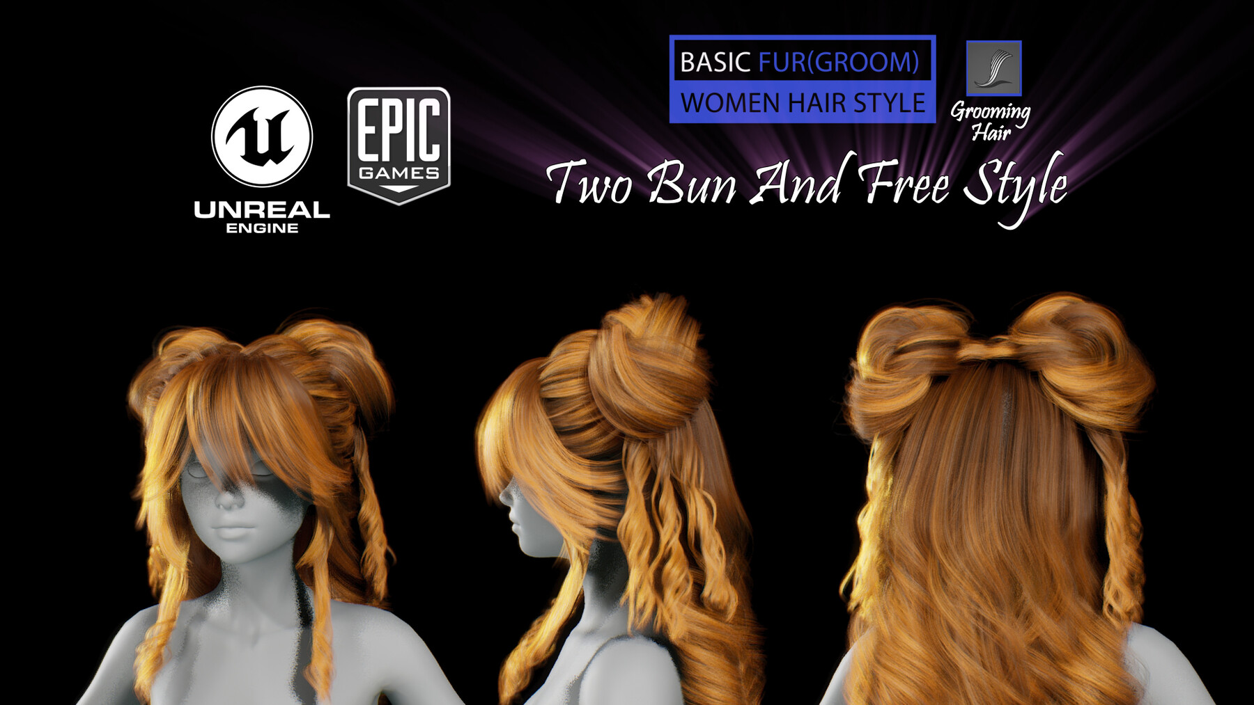 ArtStation - Two Bun And Free Style Groom UE 4 | Game Assets