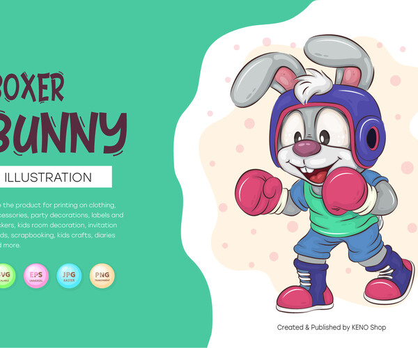 ArtStation - Cartoon Bunny Boxer. T-Shirt, PNG, SVG. | Artworks