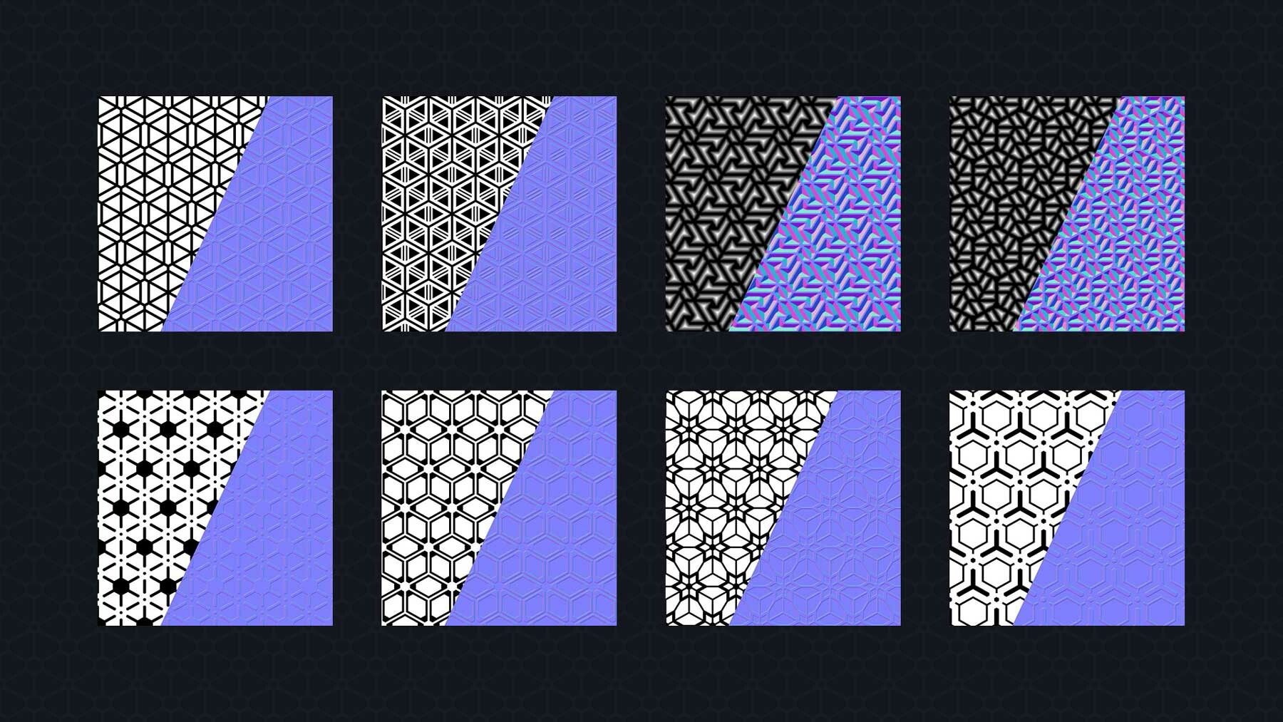 ArtStation - 50 Tileable Displacement Hex Patterns Vol.1 | Brushes