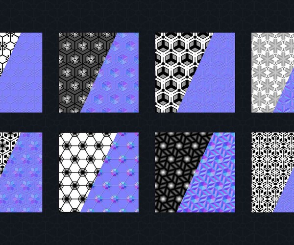 ArtStation - 50 Tileable Displacement Hex Patterns Vol.1 | Brushes