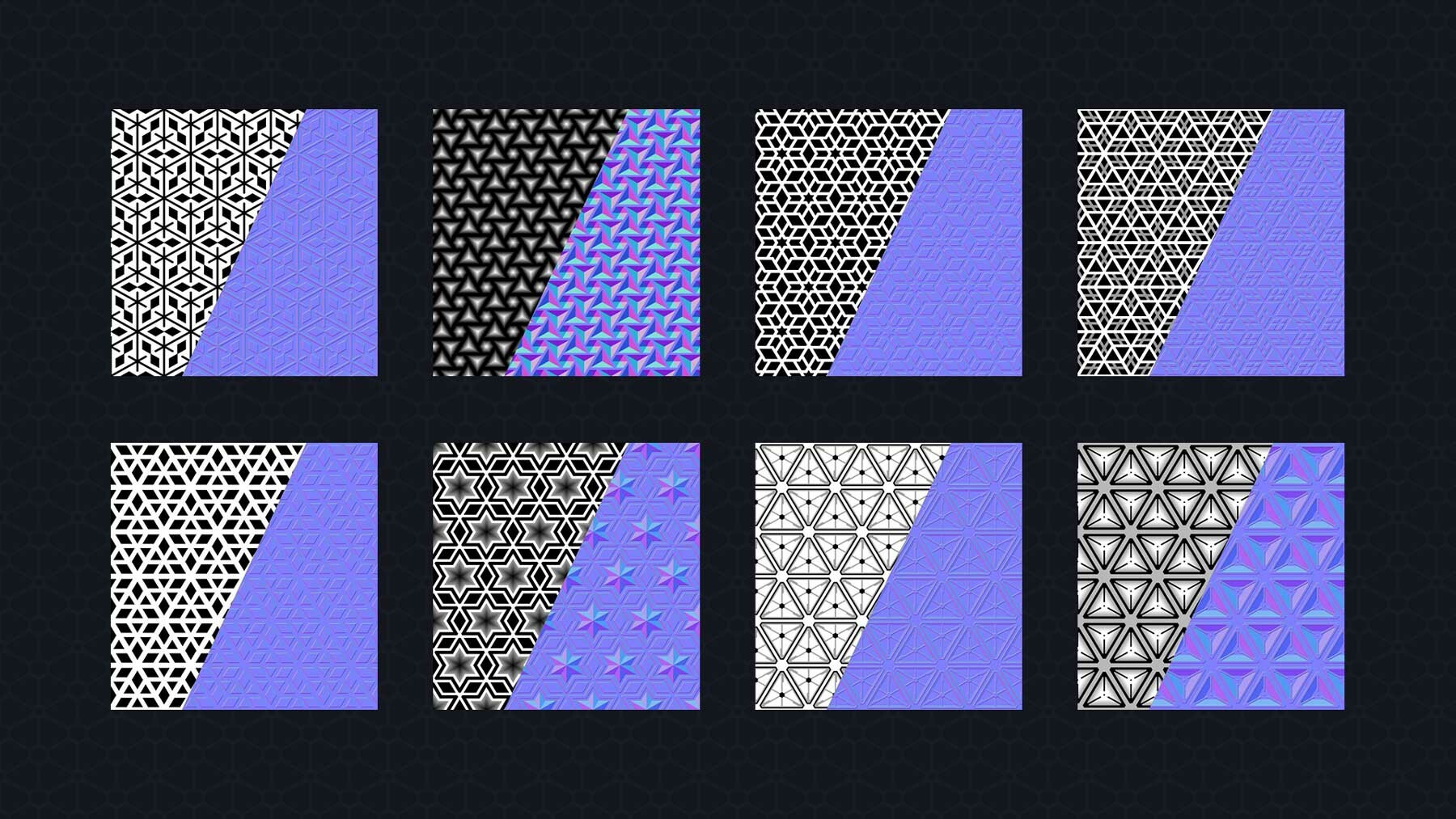 ArtStation - 50 Tileable Displacement Hex Patterns Vol.1 | Brushes
