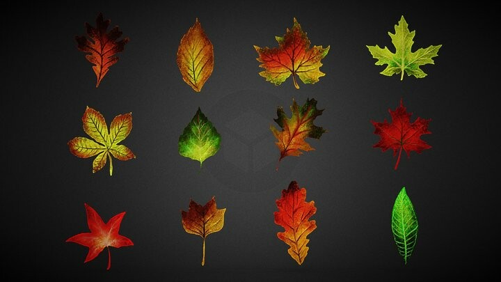 ArtStation - 12 - Leafs - Pack. [GLB - OBJ - STL] | Game Assets