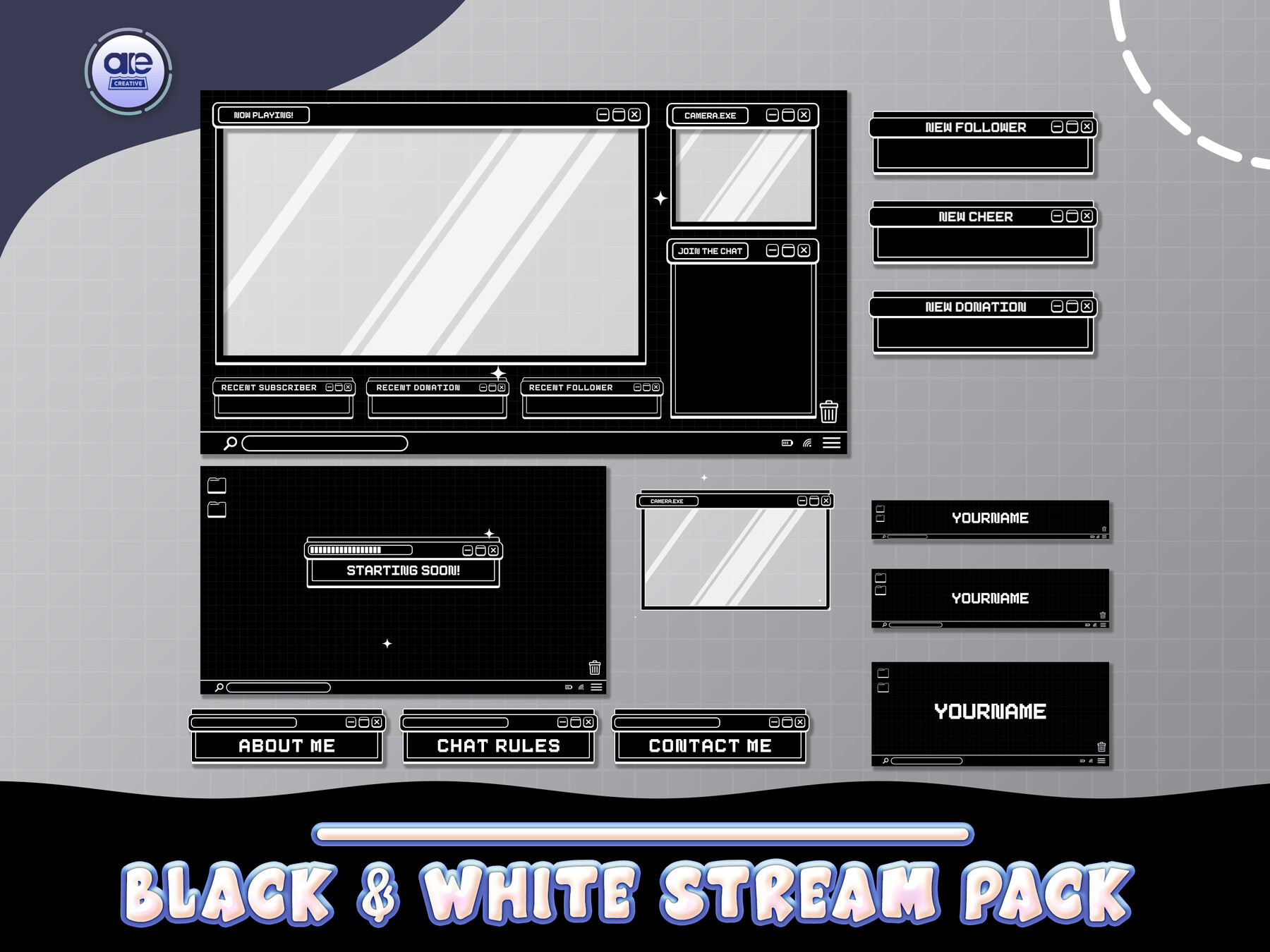 ArtStation - Animated Stream Package Overlay Black Pixels , Pixel ...