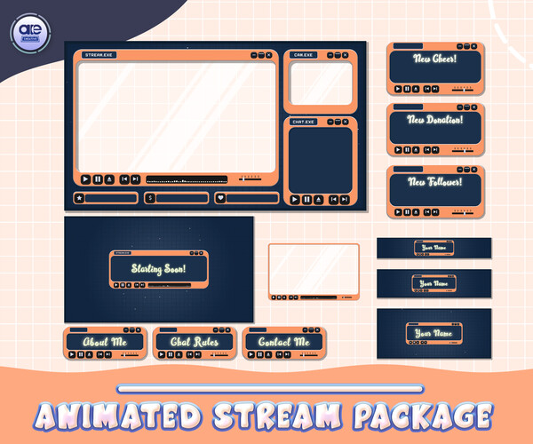 ArtStation - Animated Stream Overlay Package Pink Peach Aesthetic ...